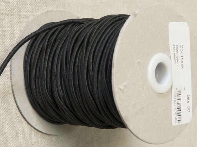 Haberdashery Elastic Round Elastic 2.5mm Black Extra Heavy Round Hat E ...
